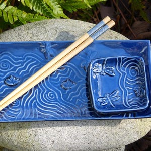 Blue Sushi Set With Dragonflies - Etsy