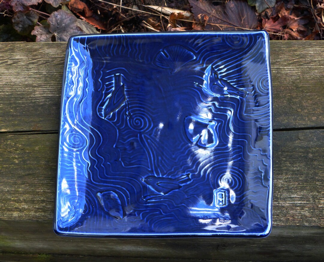 Indigo Porcelain Platter - Etsy