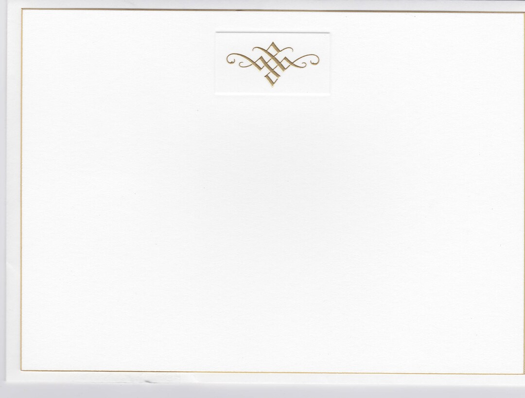Gold Beveled Border Correspondence Card - Gold Decorative Ornament - Etsy