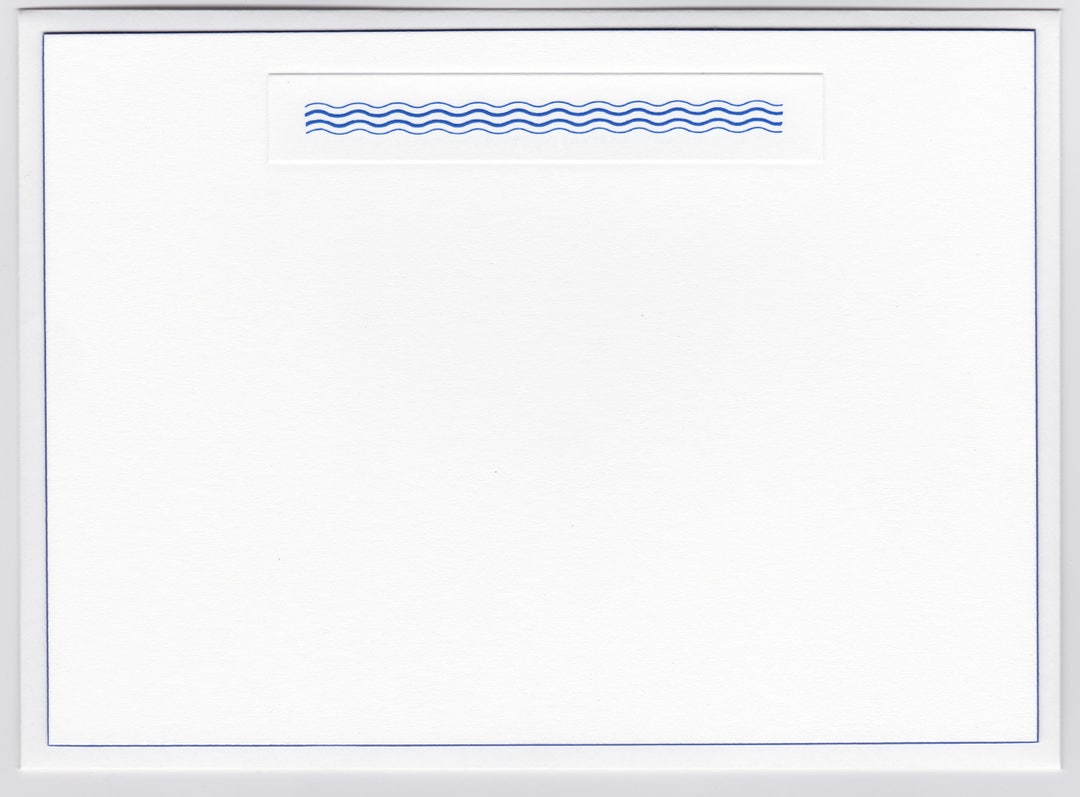 Blue Bevel Border Correspondence Card WAVES - Etsy