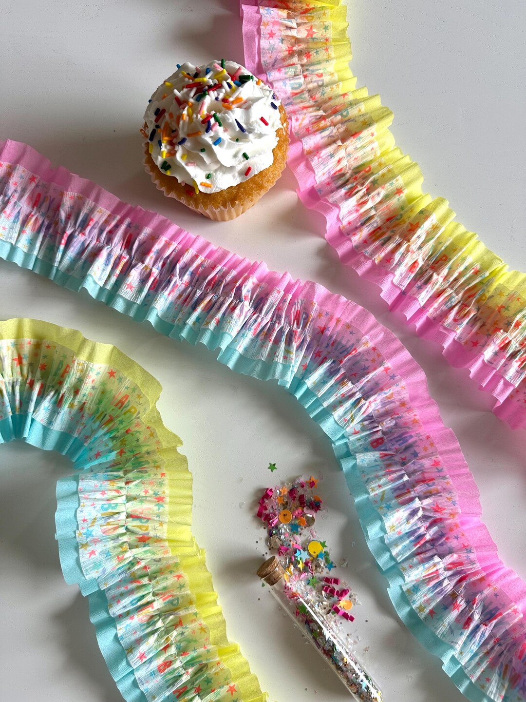 Happy Birhday Ruffle Party Streamers, Frilly Crepe Paper, Birthday ...