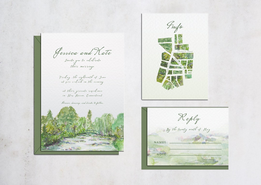 Monet Inspired Waterlily Wedding Invitation Suite - Etsy