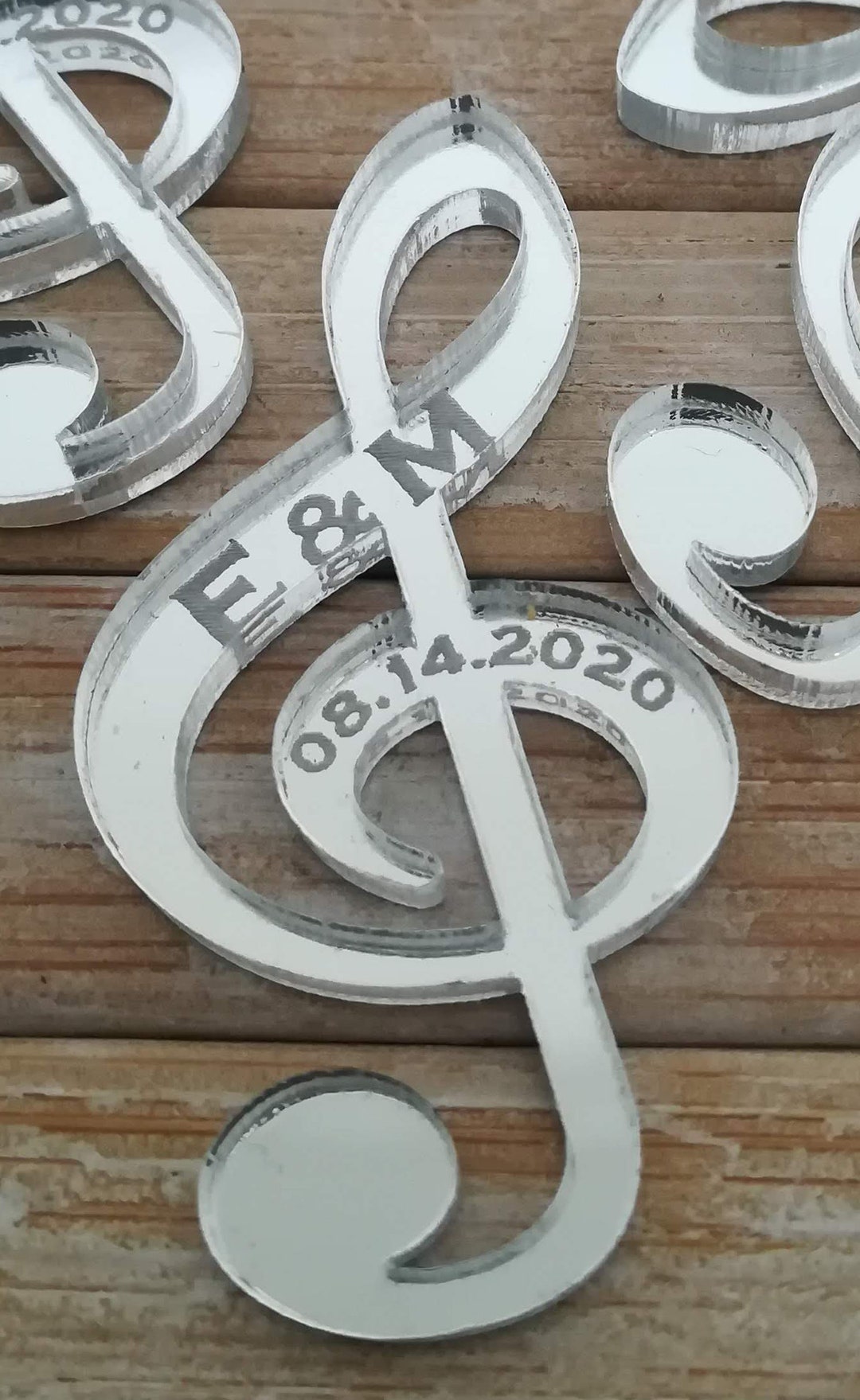 Treble Clef Musical Note Silver Mirror Acrylic Personalised - Etsy