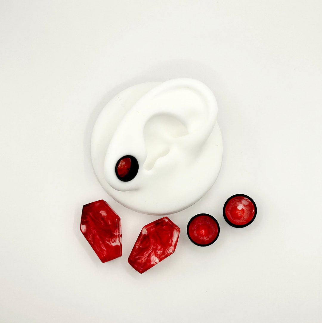 Stainless Steel & Resin Blood Swirl Earplugs/gauges 0g - 1in (pair) - Etsy