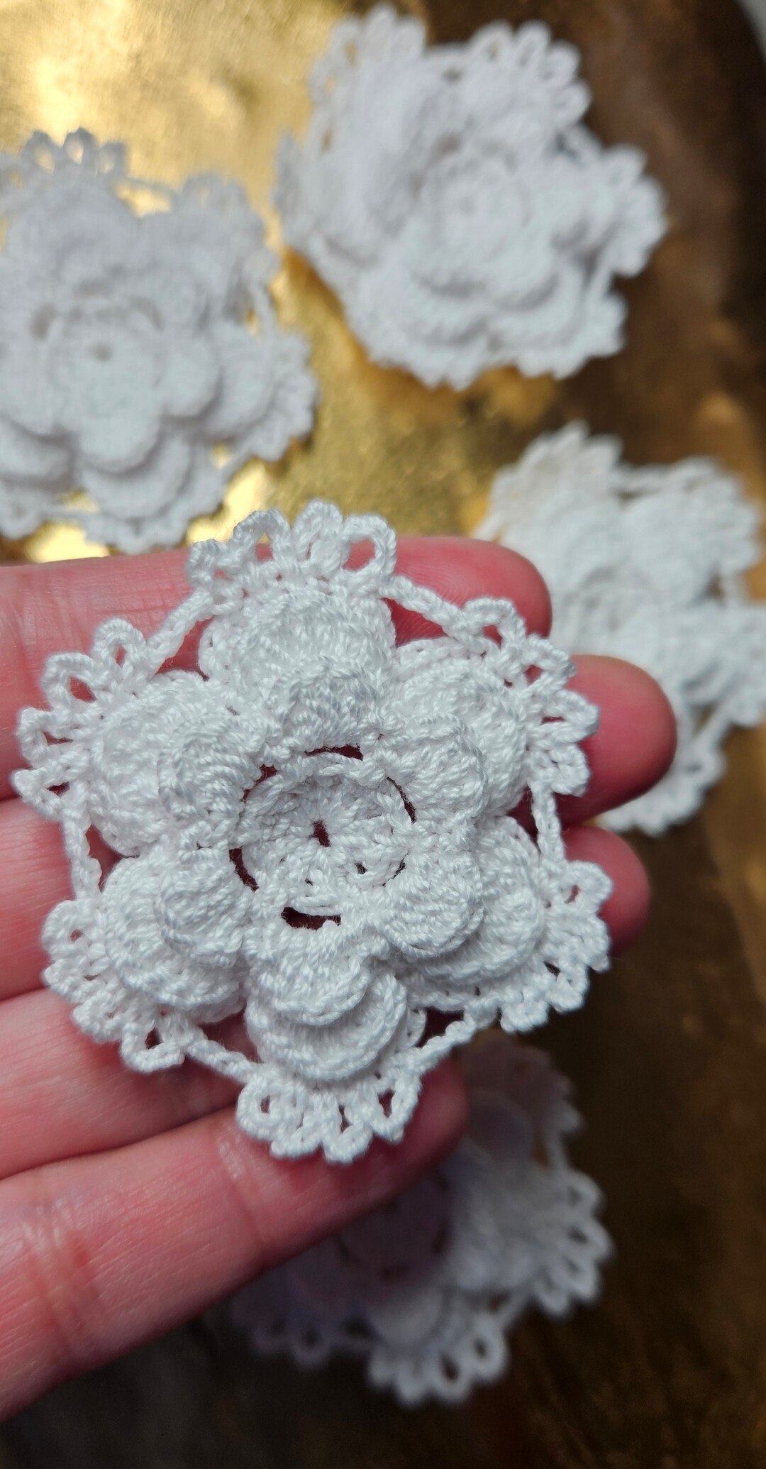 6 White Crochet Flowers.crochet Flowers. Flowers Applique. Crochet ...