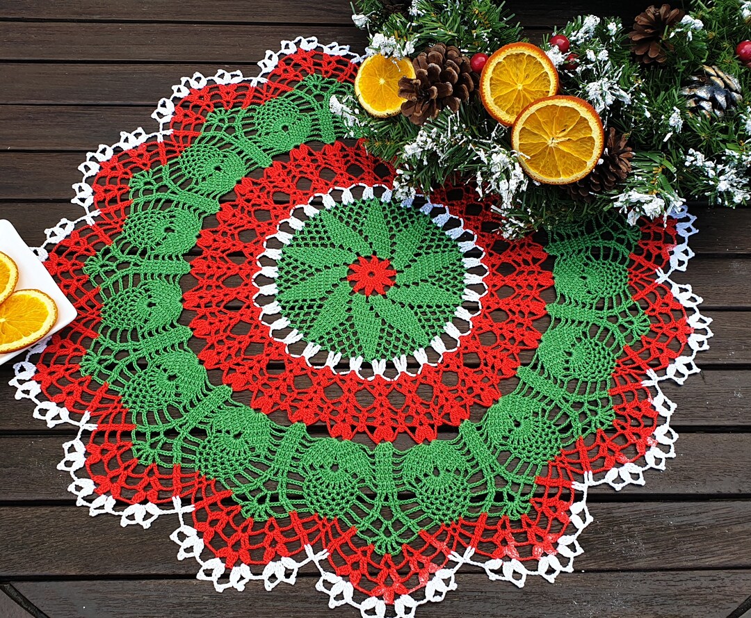 Christmas Crochet Doily. Large Christmas Doily. Christmas Table Decor ...