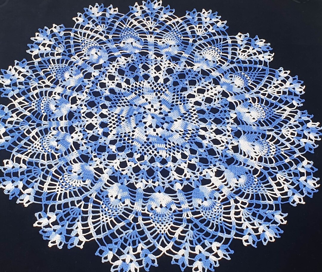 Blue Crochet Doily/ Round Crochet Doily/ Marine Crochet Doily - Etsy