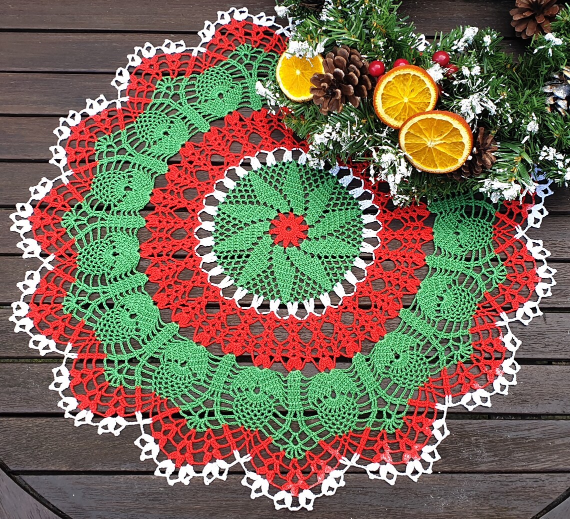 Christmas Crochet Doily. Large Christmas Doily. Christmas - Etsy