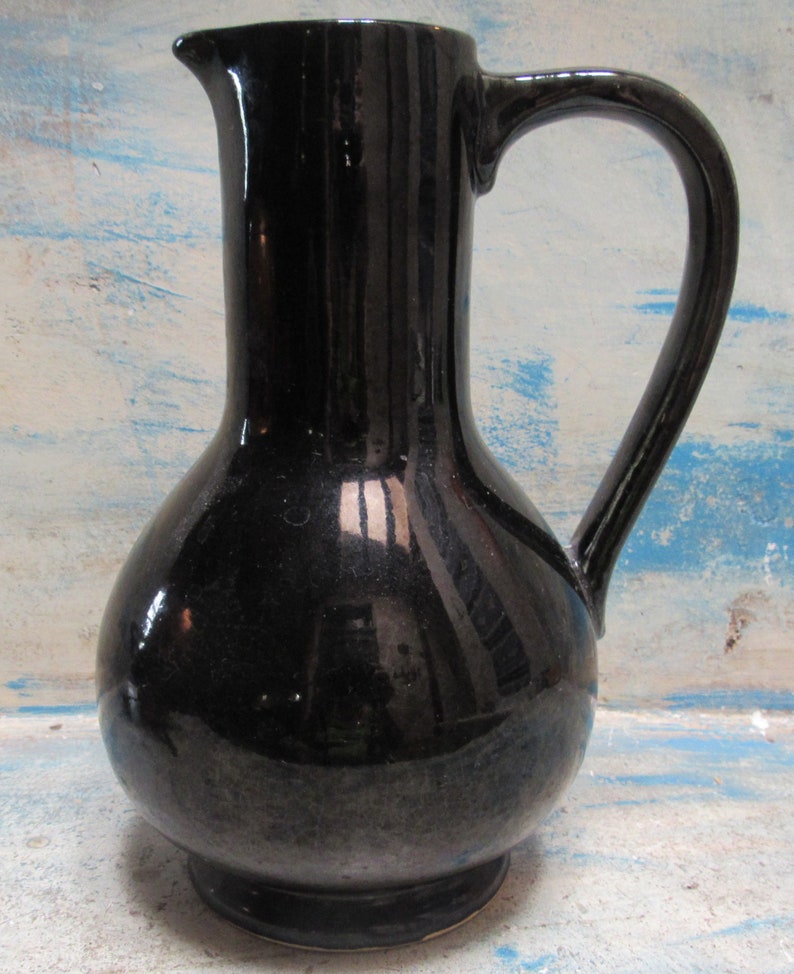 Vintage Mccoy Pottery Pitcher Black Green - Etsy