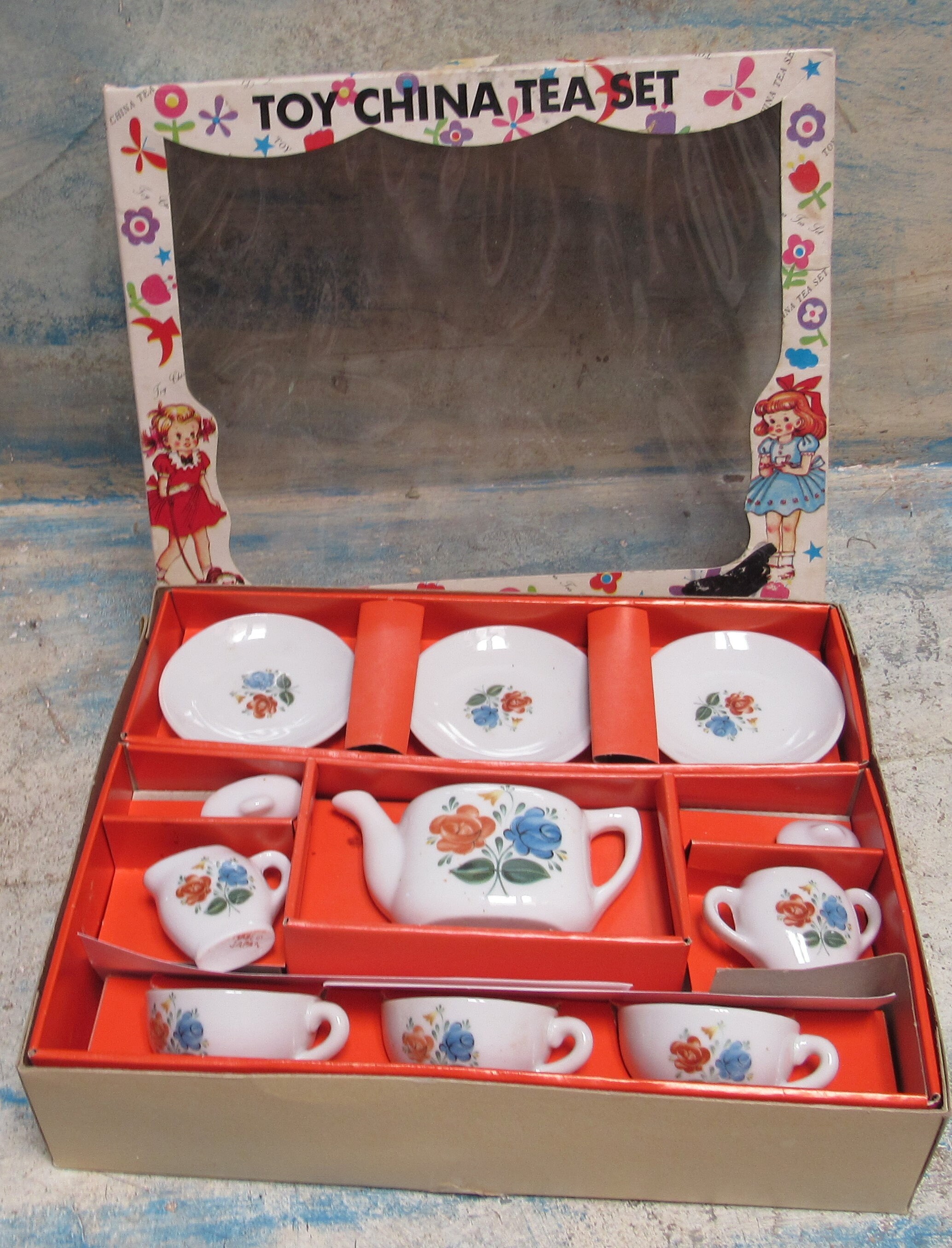 Vintage Toy Tea Set Flowers Japan Original Box - Etsy