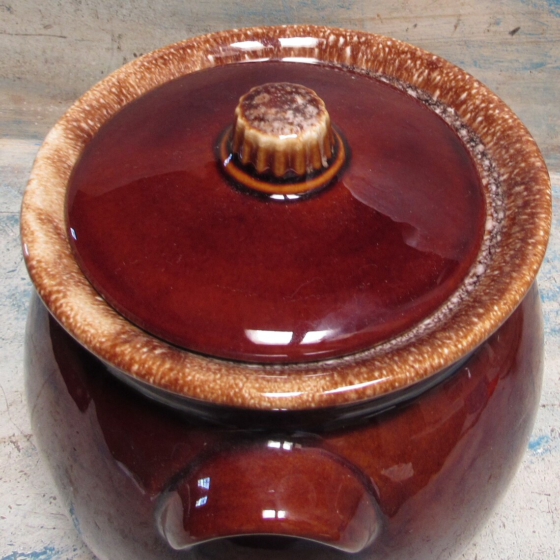 Vintage HULL Pottery Brown Drip Glaze Bean Pot 2 1/2 Quart Cottage Core ...