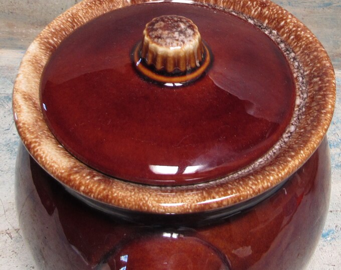 Vintage HULL Pottery Brown Drip Glaze Bean Pot 2 1/2 Quart Cottage Core ...
