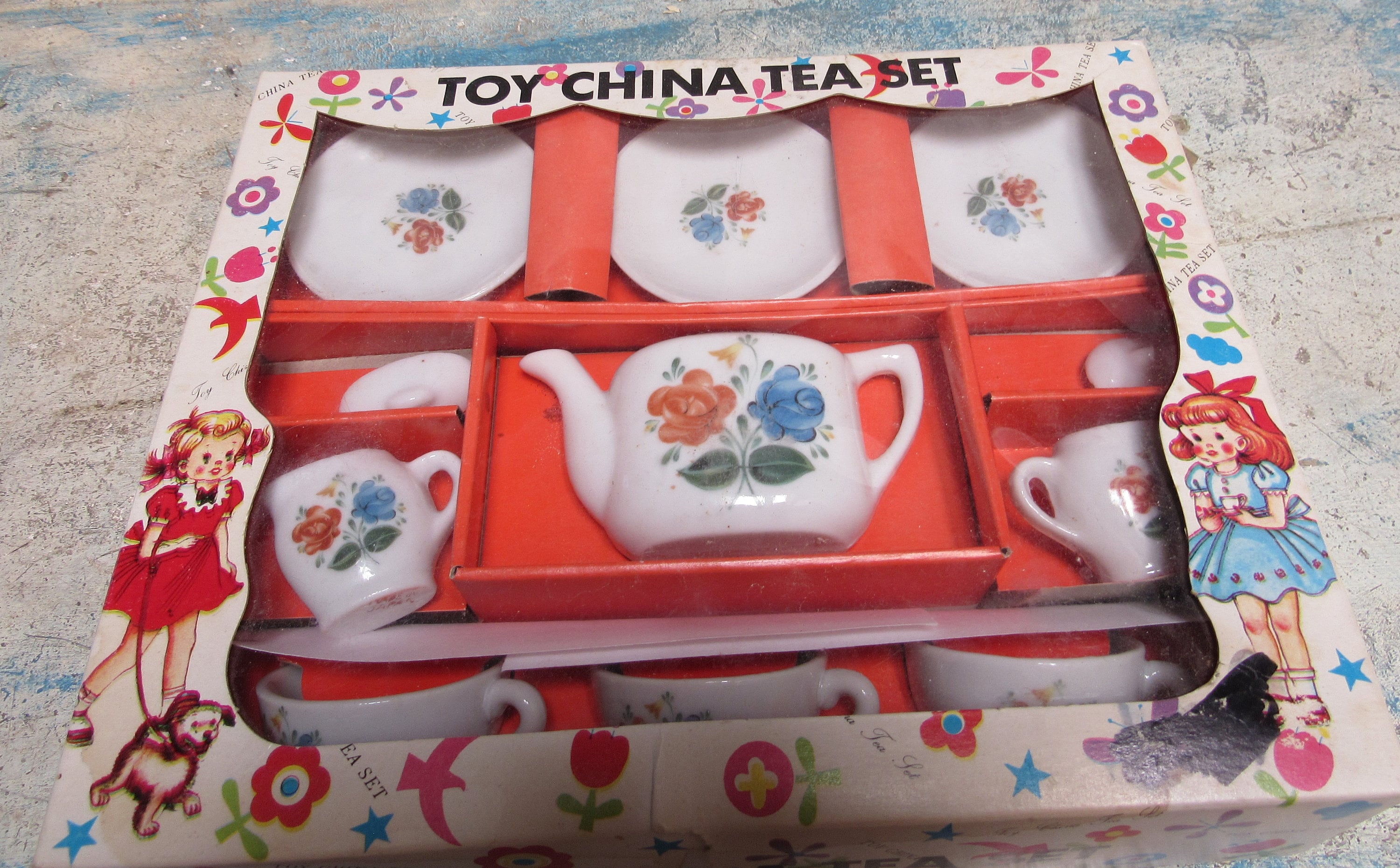 Vintage Toy Tea Set Flowers Japan Original Box - Etsy
