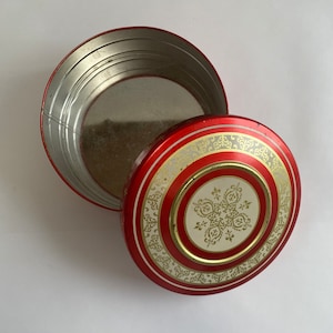 Vintage Red and Gold Christmas Tin - Etsy