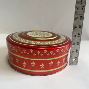 Vintage Red and Gold Christmas Tin - Etsy