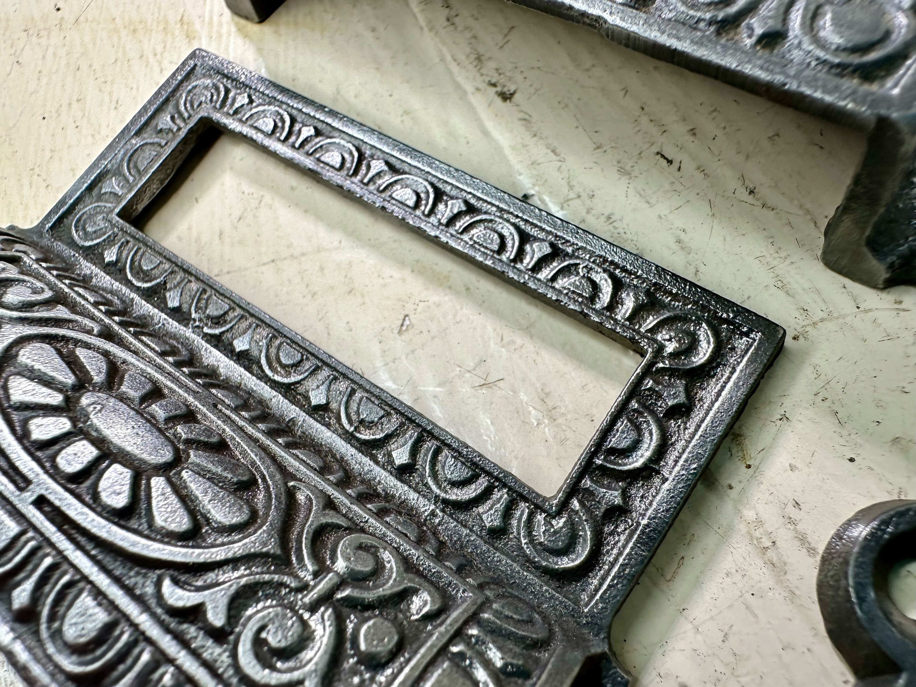 Antique Eastlake Cast Iron Cup Pull With Label Plate - Etsy