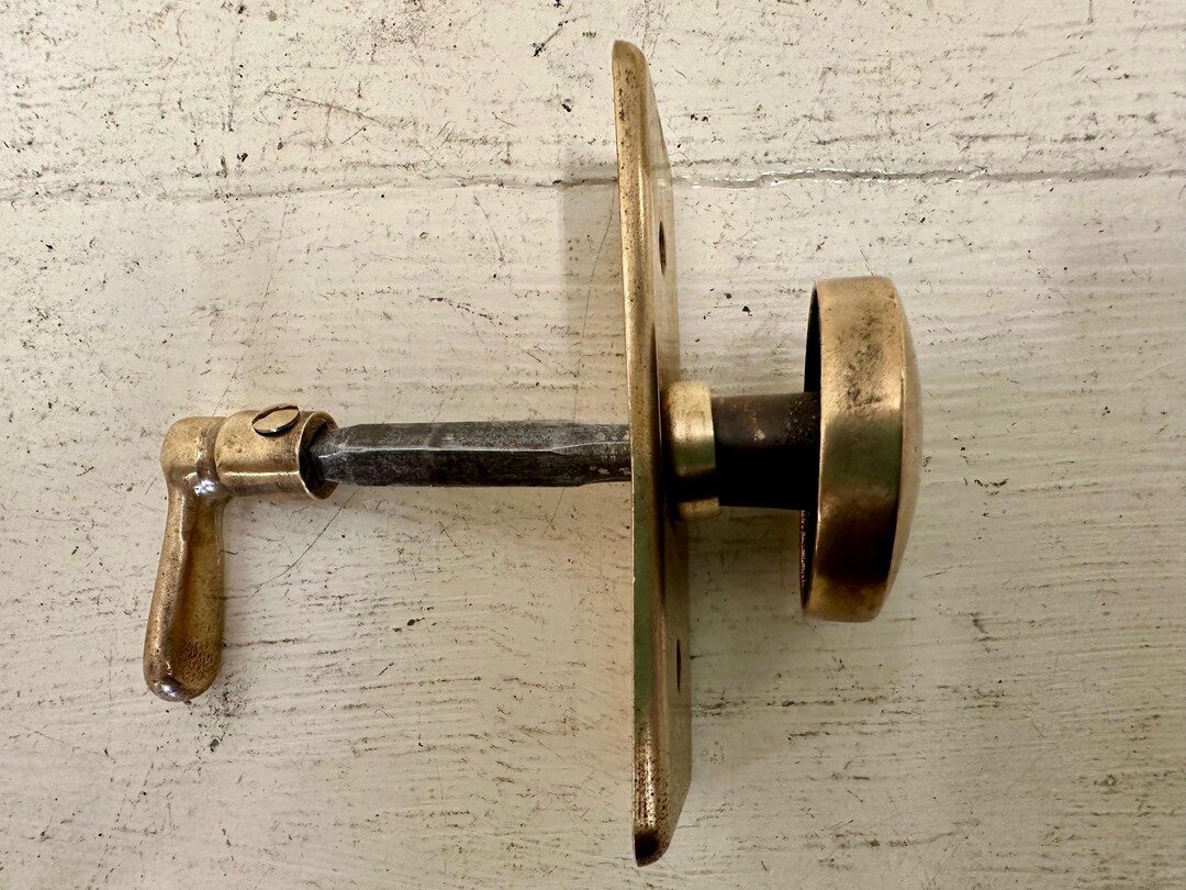 Vintage Brass Paddle & Door Knob Set With Door Plate - Etsy