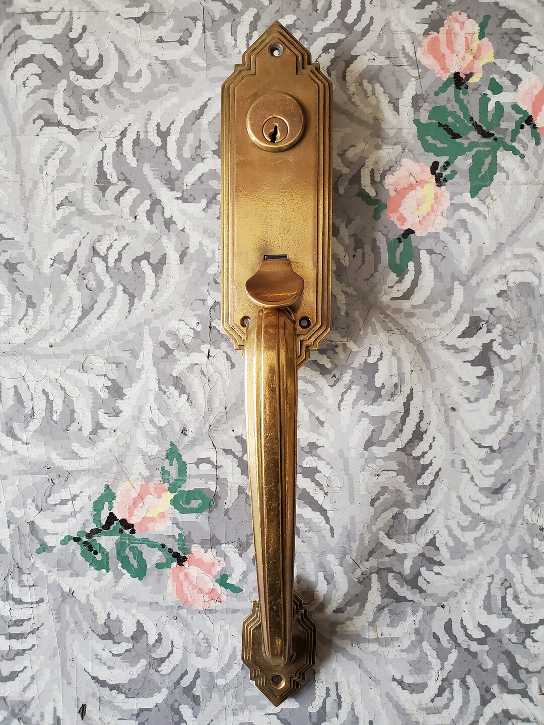 Art Deco Mid Century Vintage Door Latch With Deadbolt Back Plate 100003 ...