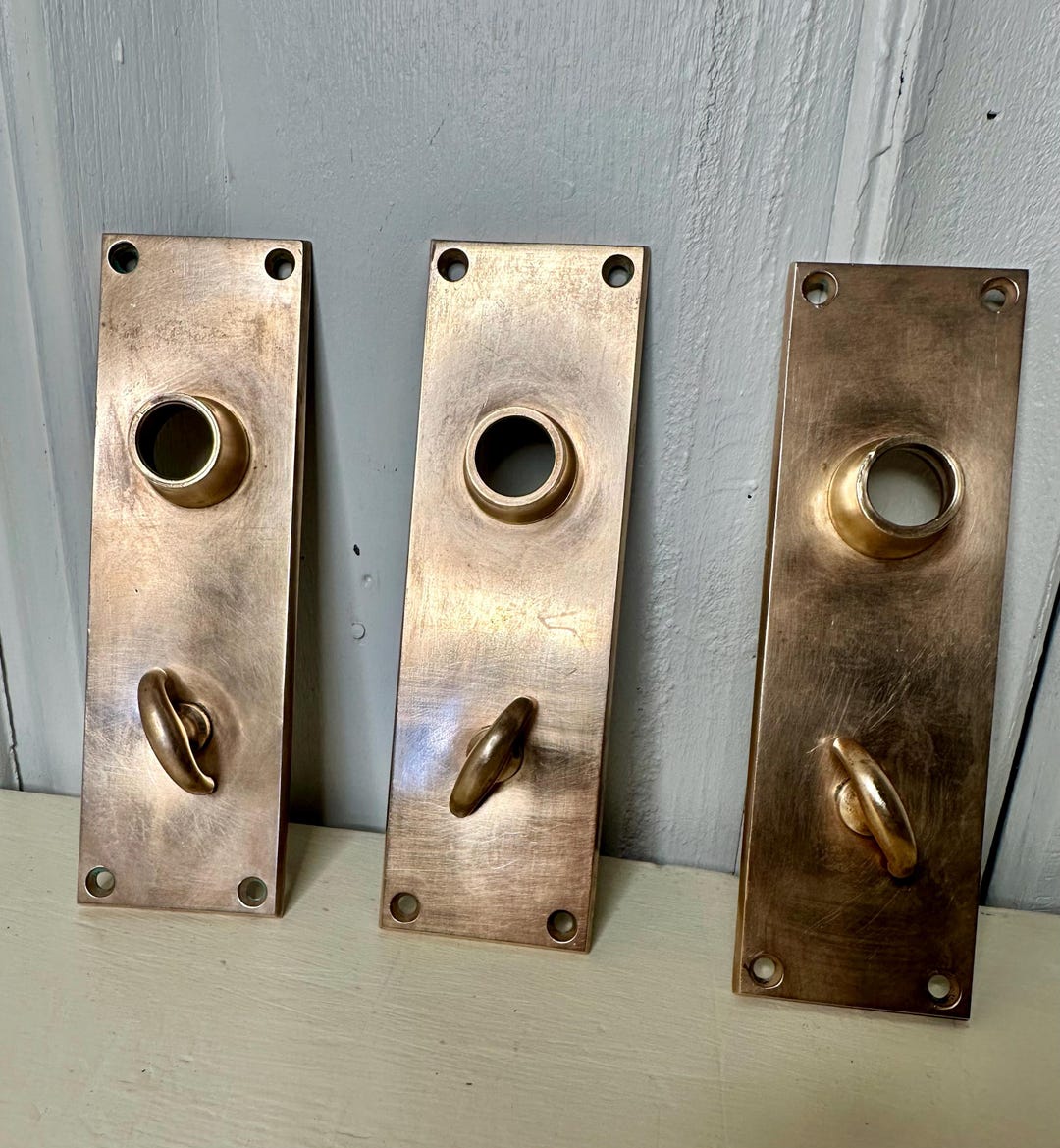 Vintage Solid Brass Door Plate With Lock – Polished - Etsy
