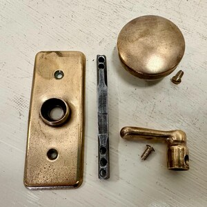 Vintage Brass Paddle & Door Knob Set With Door Plate - Etsy