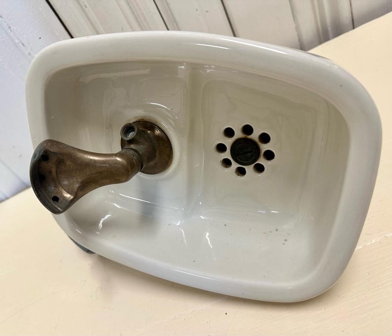 Antique Porcelain & Brass Drinking Fountain - Etsy
