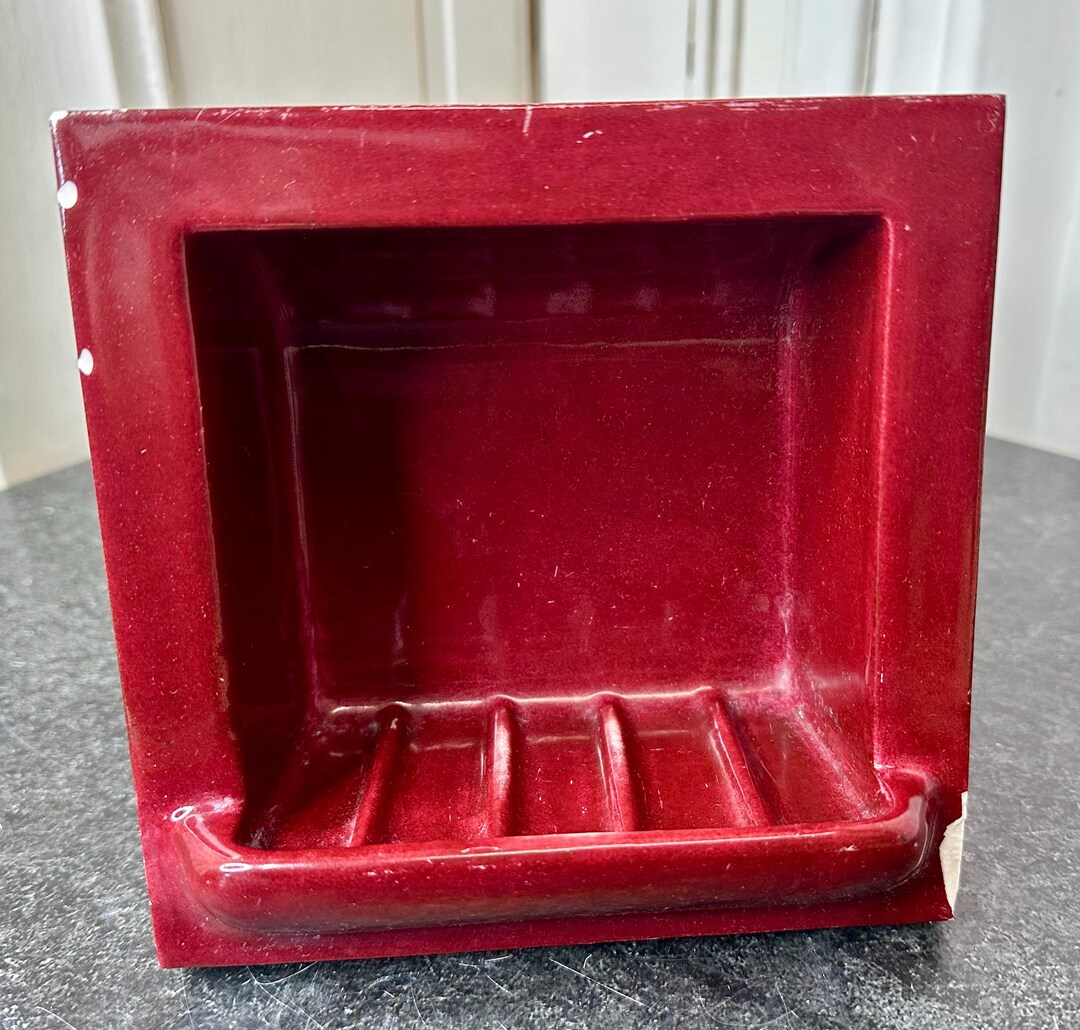 Vintage Maroon Ceramic Recessed Wall-mount Soap Dish – Art Deco / Mid ...