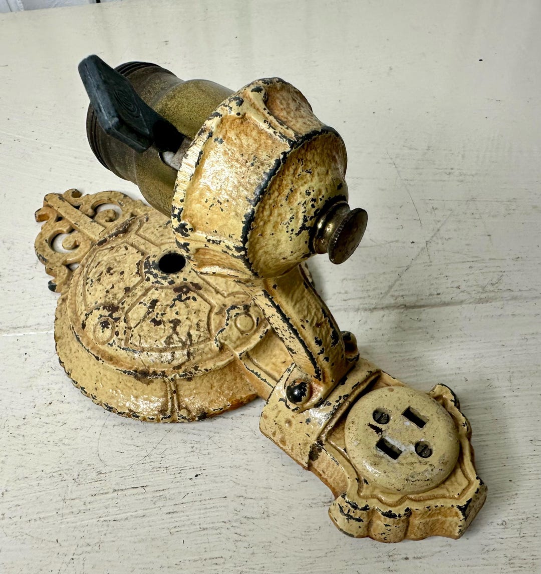 Victorian Cast Iron Wall Sconce W/ Plug Outlet - Etsy
