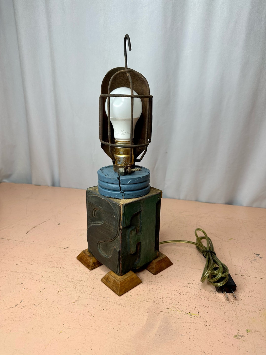 Repurposed Print Block Table Lamp - Etsy