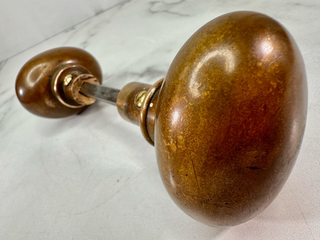 Vintage Solid Brass Oval Door Knob Set - Etsy