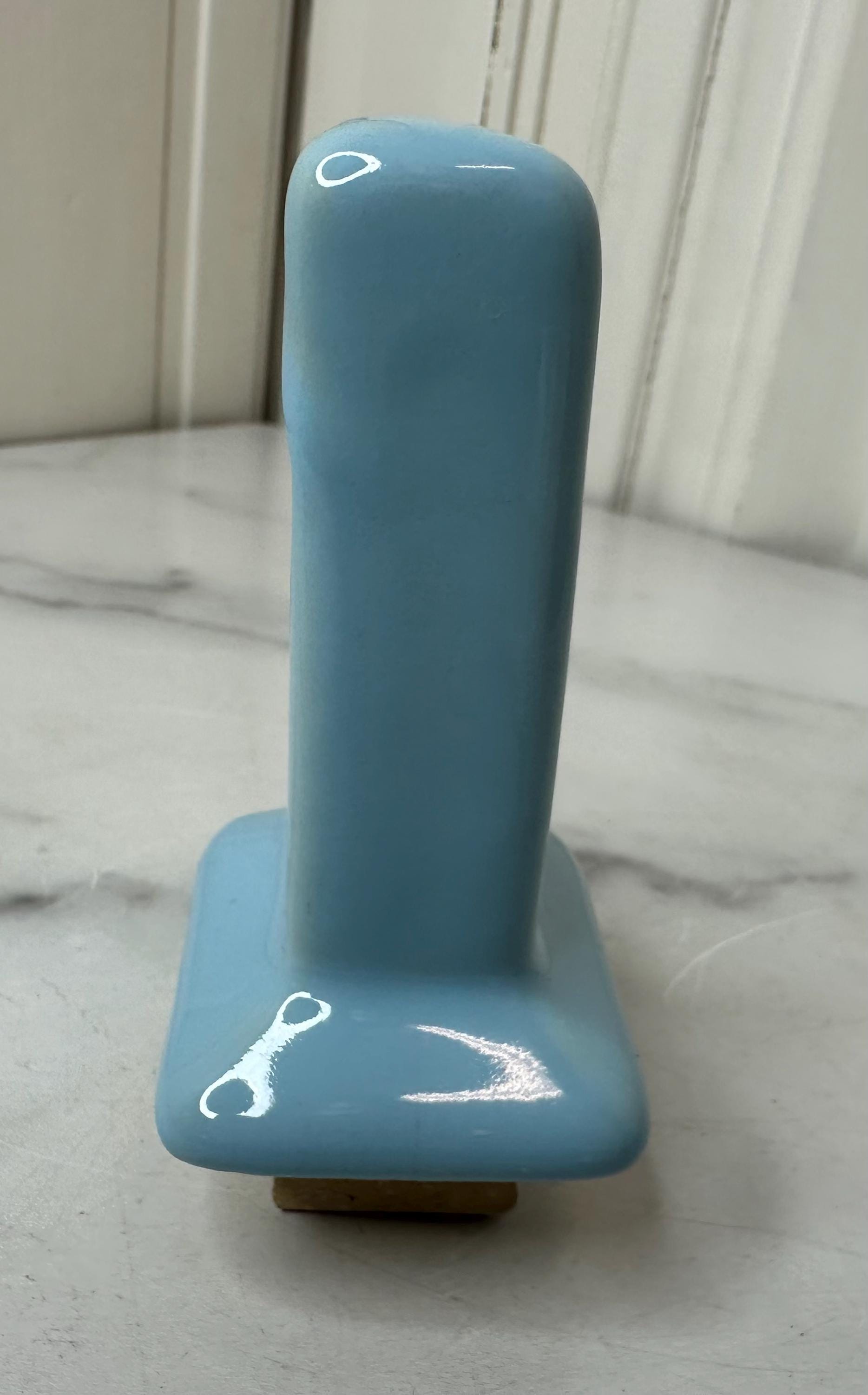 Vintage Art Deco Blue Ceramic Towel Bar End Cap – Single Bathroom ...
