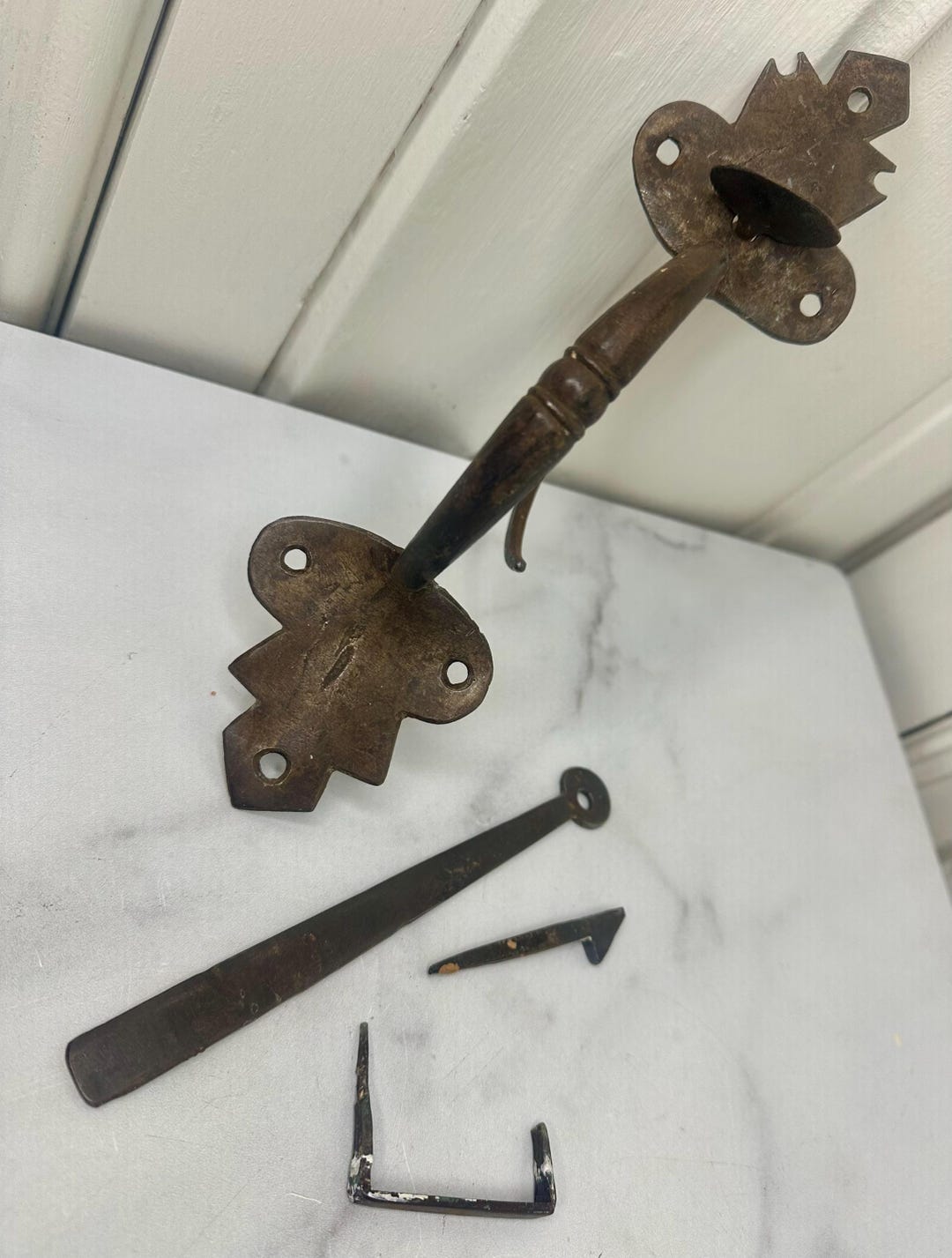 Antique Hand-forged Cast Iron Door Pull With Thumb Latch - Etsy