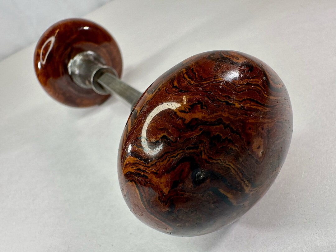 Vintage Brown Stone Door Knob Set With Cast Iron Collars - Etsy