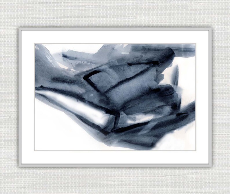 DIY Abstract Geometric Art Print, Watercolor Minimalist, Indigo Sails ...