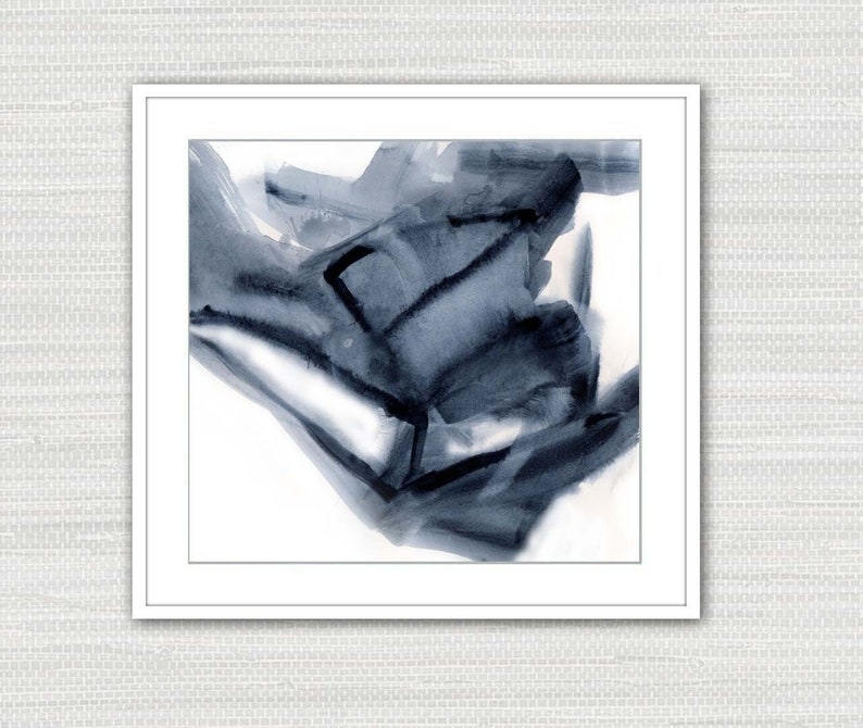 DIY Abstract Geometric Art Print, Watercolor Minimalist, Indigo Sails ...