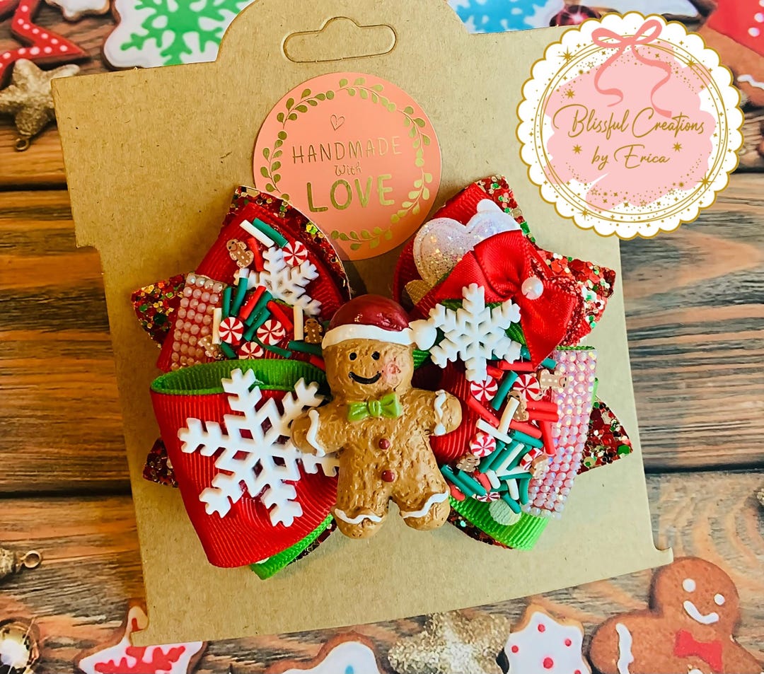 Gingerbread Man Cookie Inspired Christmas Hair Bow. Christmas Hair Bow ...