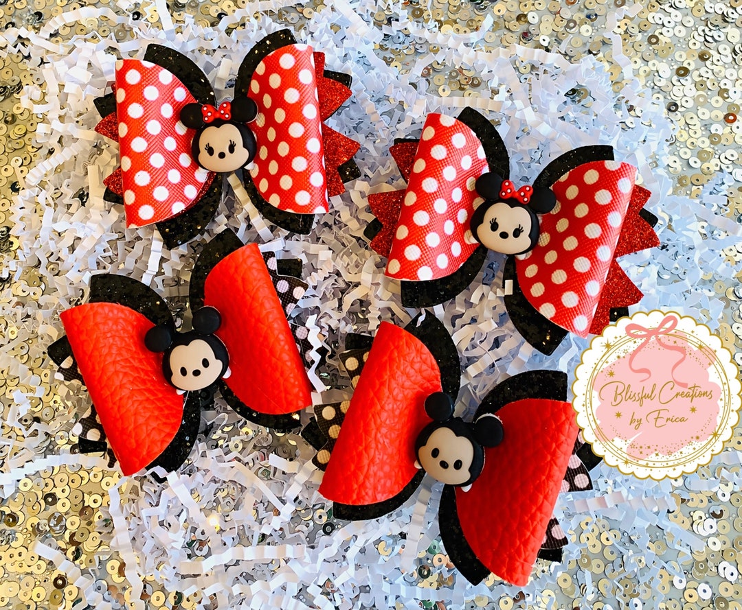 Cute Character Piggy Tails Hair Bow Set. Minnie Mouse Inspired Hair Bow ...