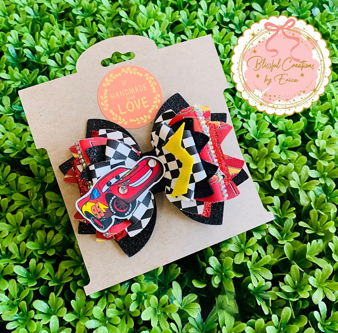 Racing Car Hair Bow. Cars Inspired Hair Bow. Lighting Mc-queen Inspired ...