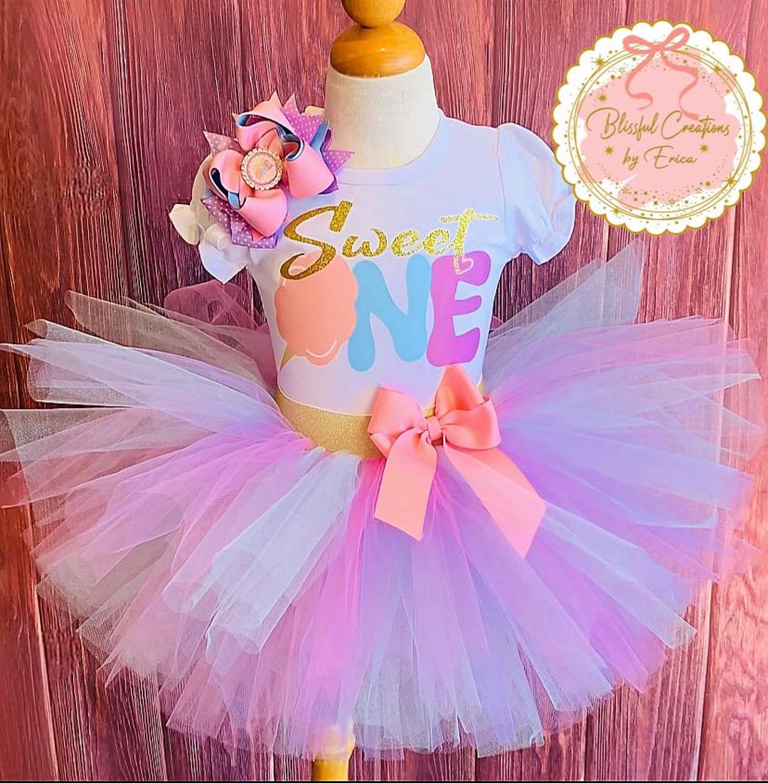 Cotton Candy Themed Tutu Outfit With Matching Boutique Bow Headband. - Etsy