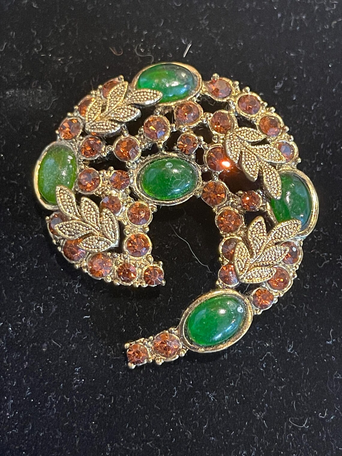 Vintage Leaf Pin/brooch- Green and Topez - Etsy