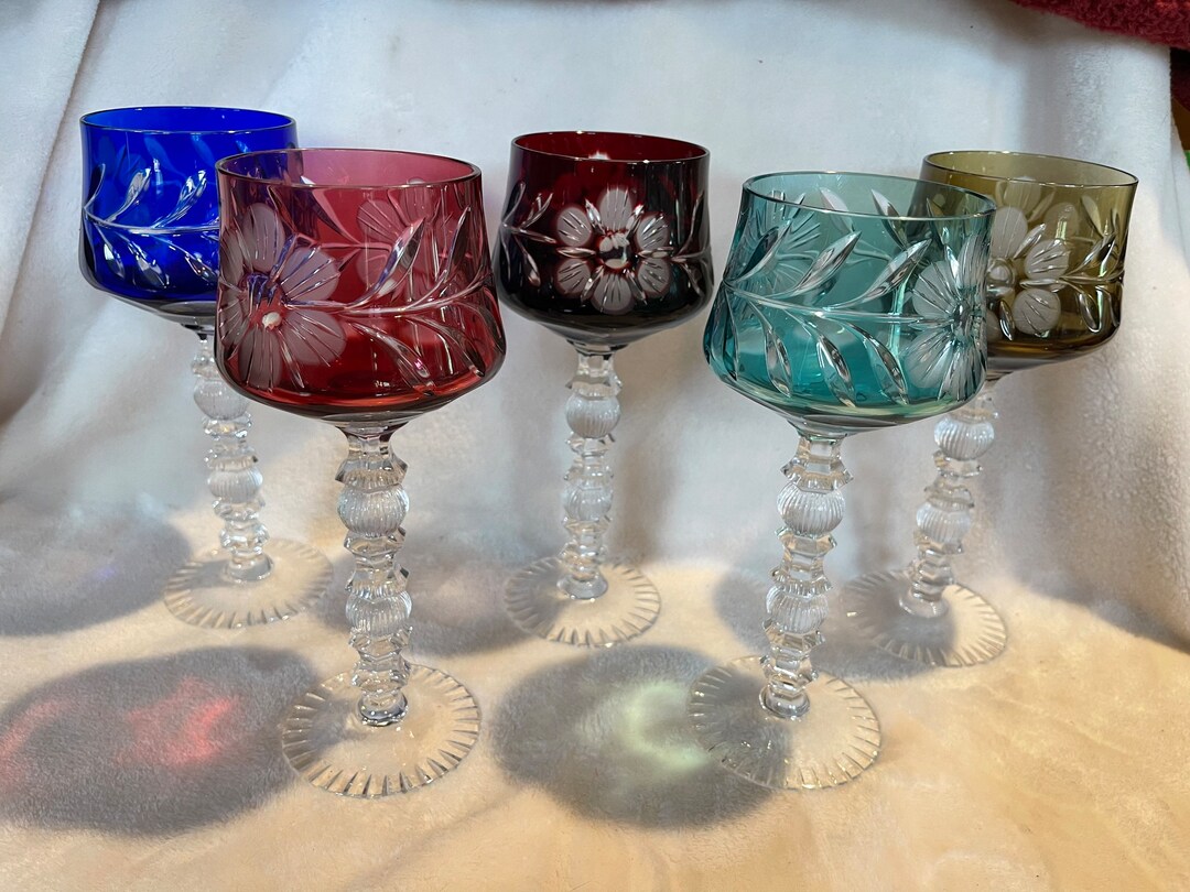 Vintage Bohemian Cut Glass Glasses - Etsy