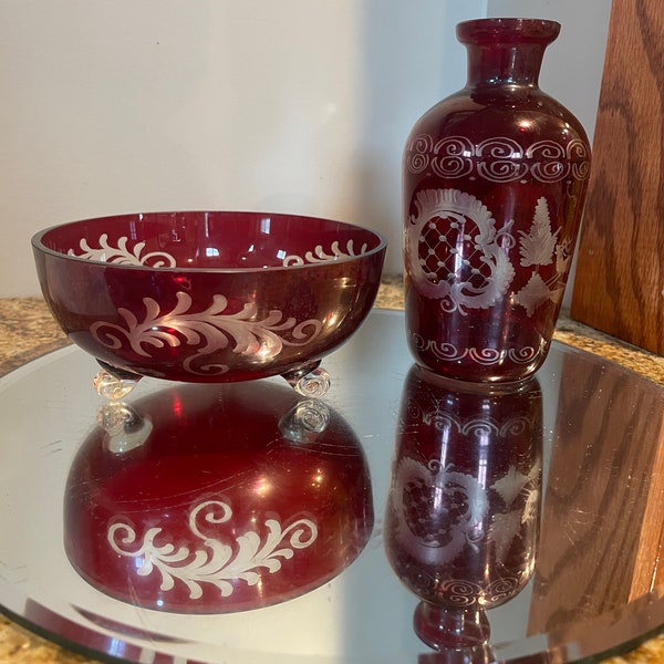 Vintage Red Glass - Etsy