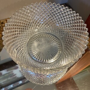 Vintage Diamond Cut Glass Bowl - Etsy