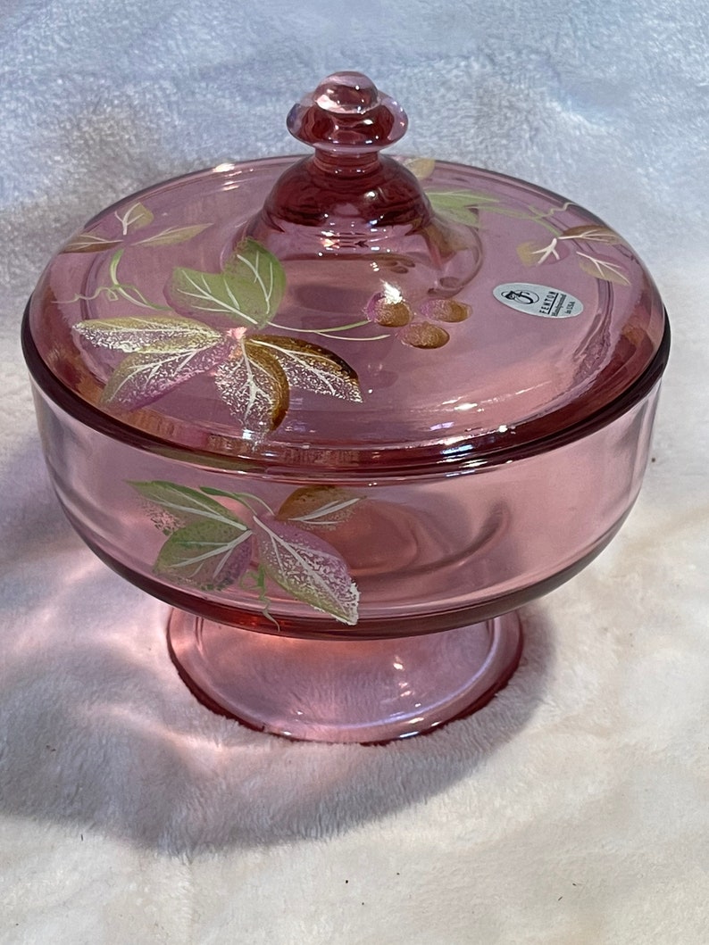 Vintage Fenton Hand Painted Candy Dish - Etsy