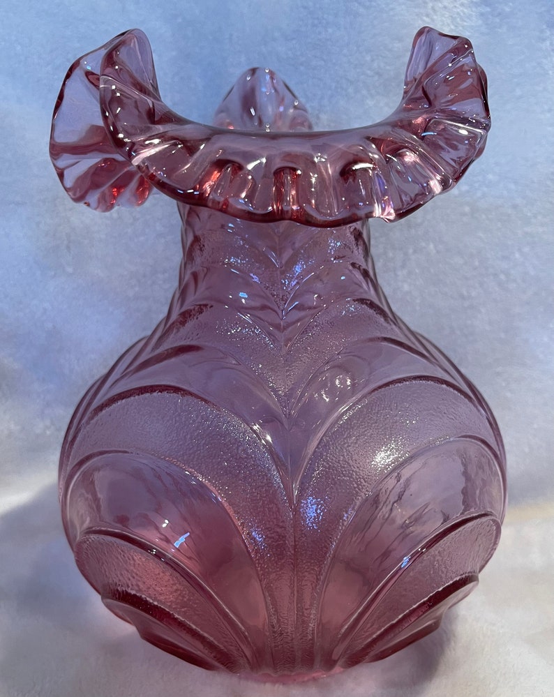 Vintage Fenton Pink Swirl Vase - Etsy