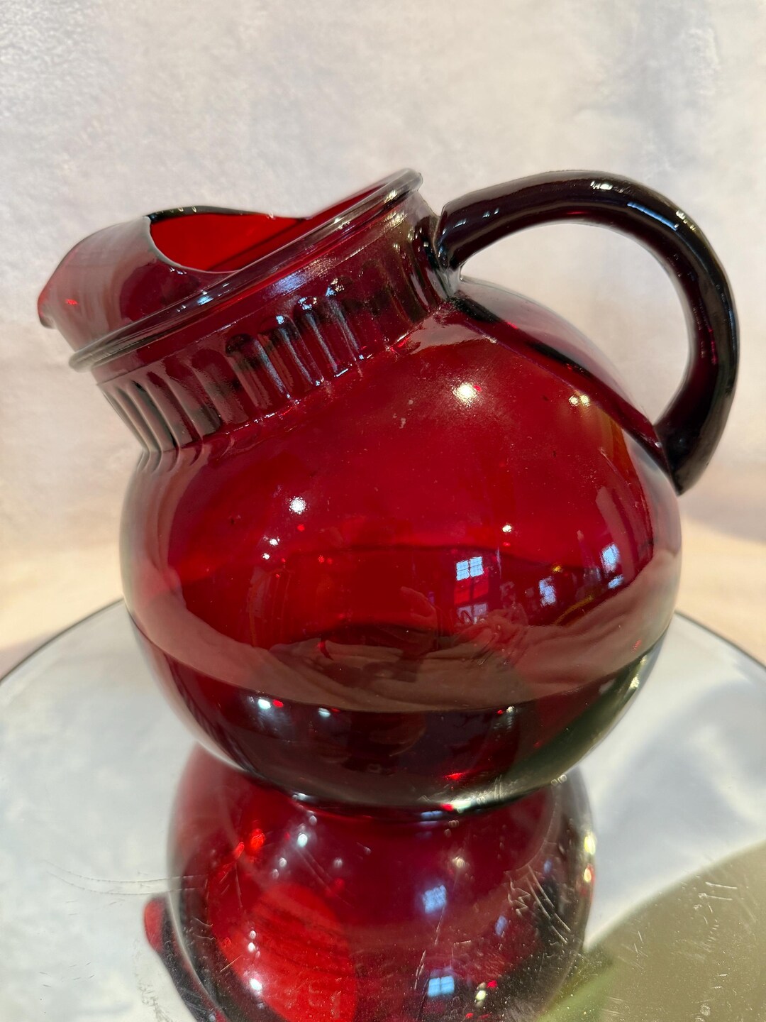Vintage Anchor Hocking Ruby Red Pitcher - Etsy