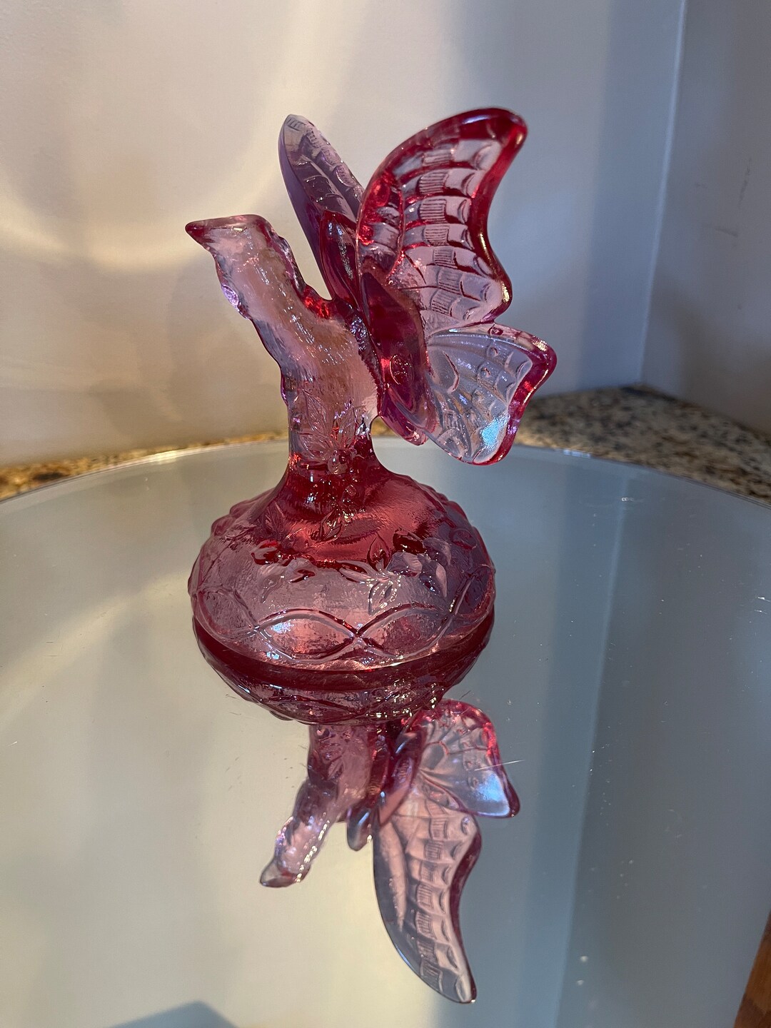 Vintage Fenton Pink Butterfly - Etsy