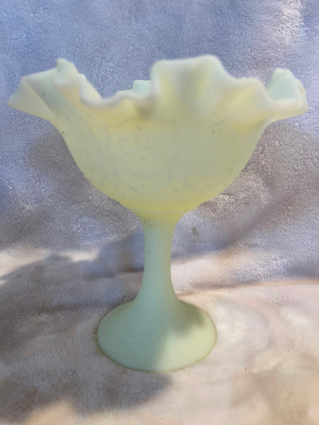 Vintage Fenton Lime Green Uranium Glass Compote - Etsy