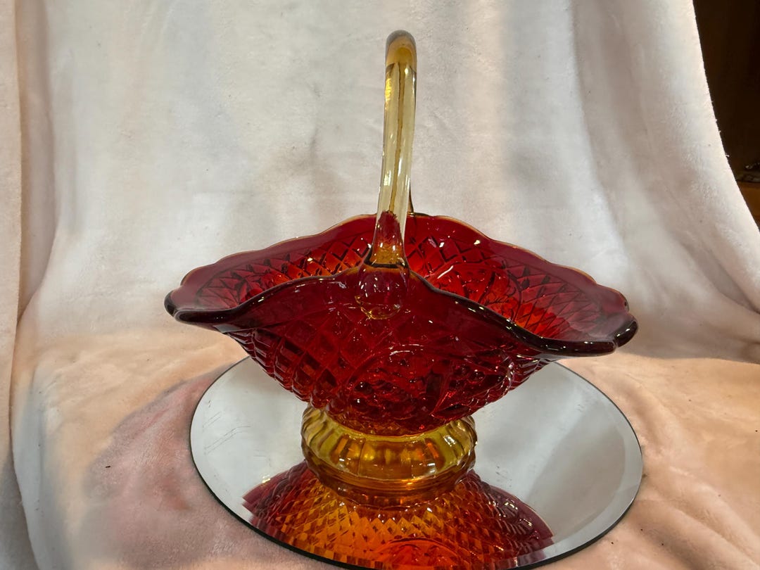 Vintage Indiana Glass Amberina Basket - Etsy