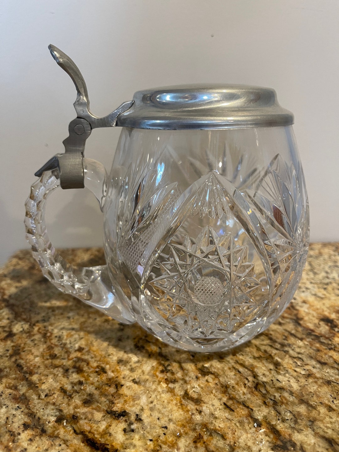 Vintage Cut Glass Crystal Stein - Etsy