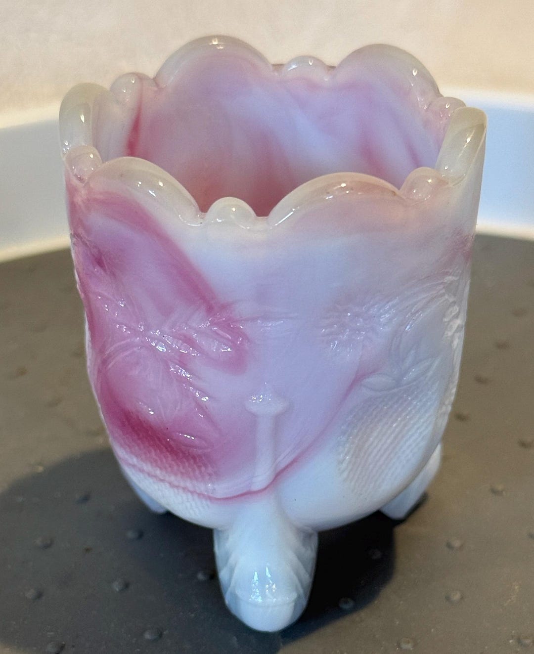 Vintage Pink Swirl Slag Glass Toothpick Holder - Etsy